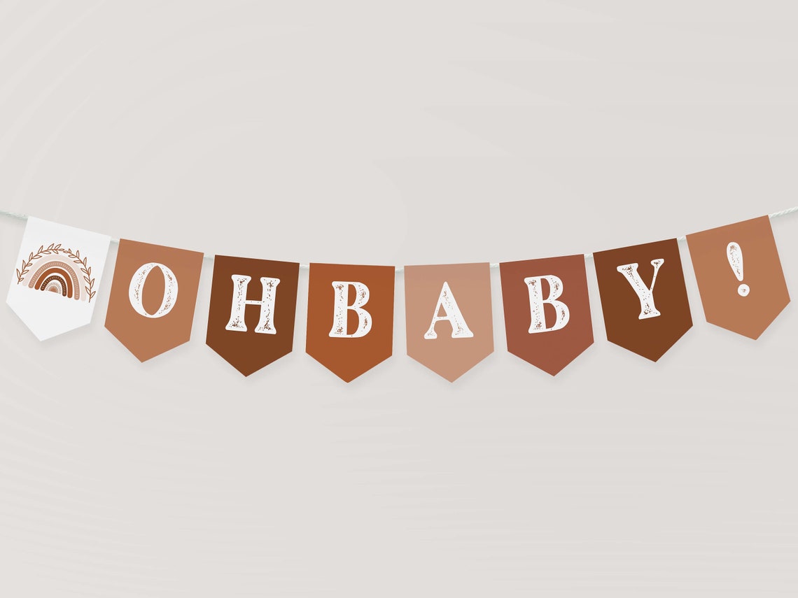 Editable Baby Shower Flag Banner Templates Boho Rainbow - Etsy