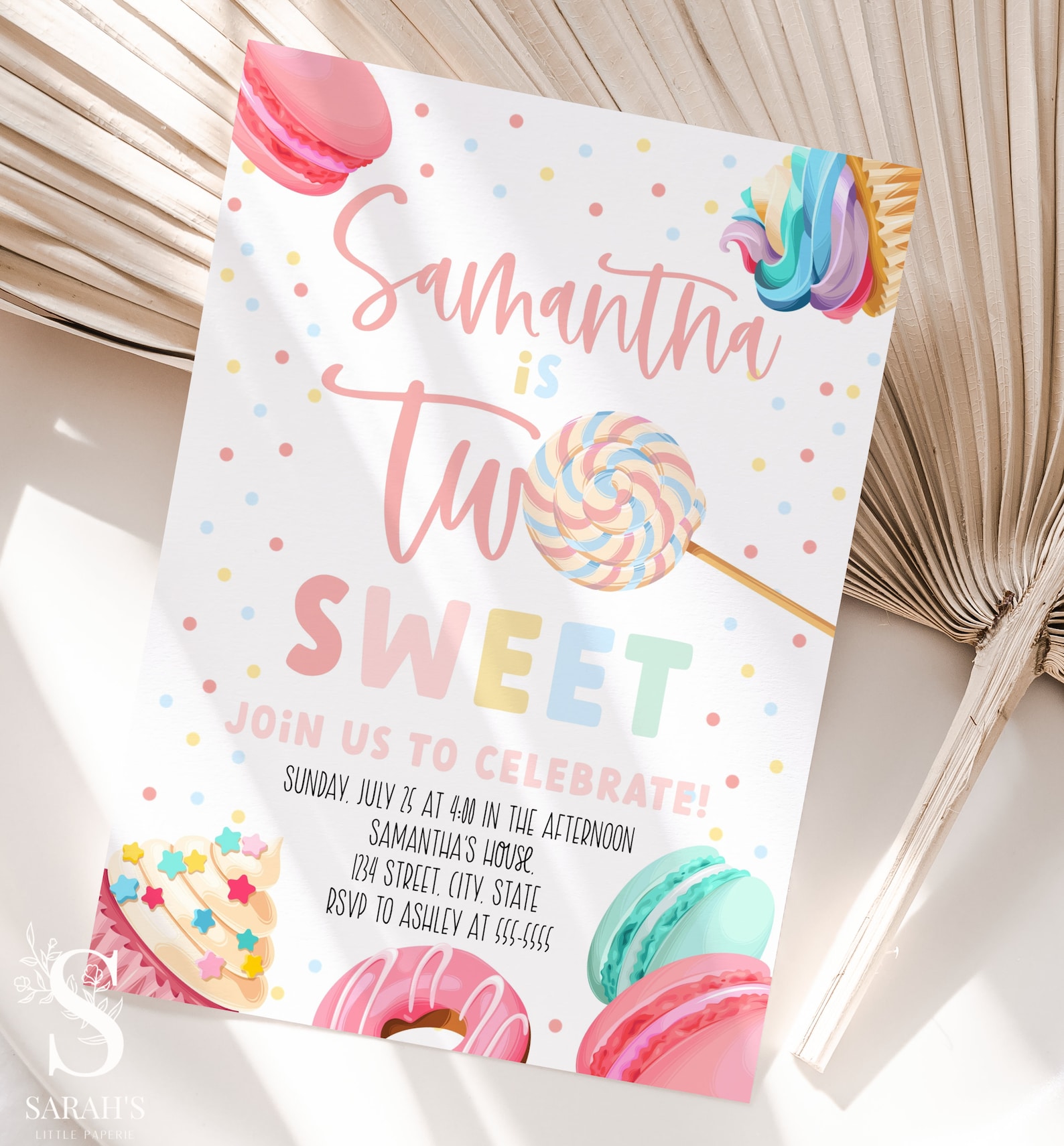Two Sweet Invitation Pastel Sweets Birthday Invitation Candy - Etsy