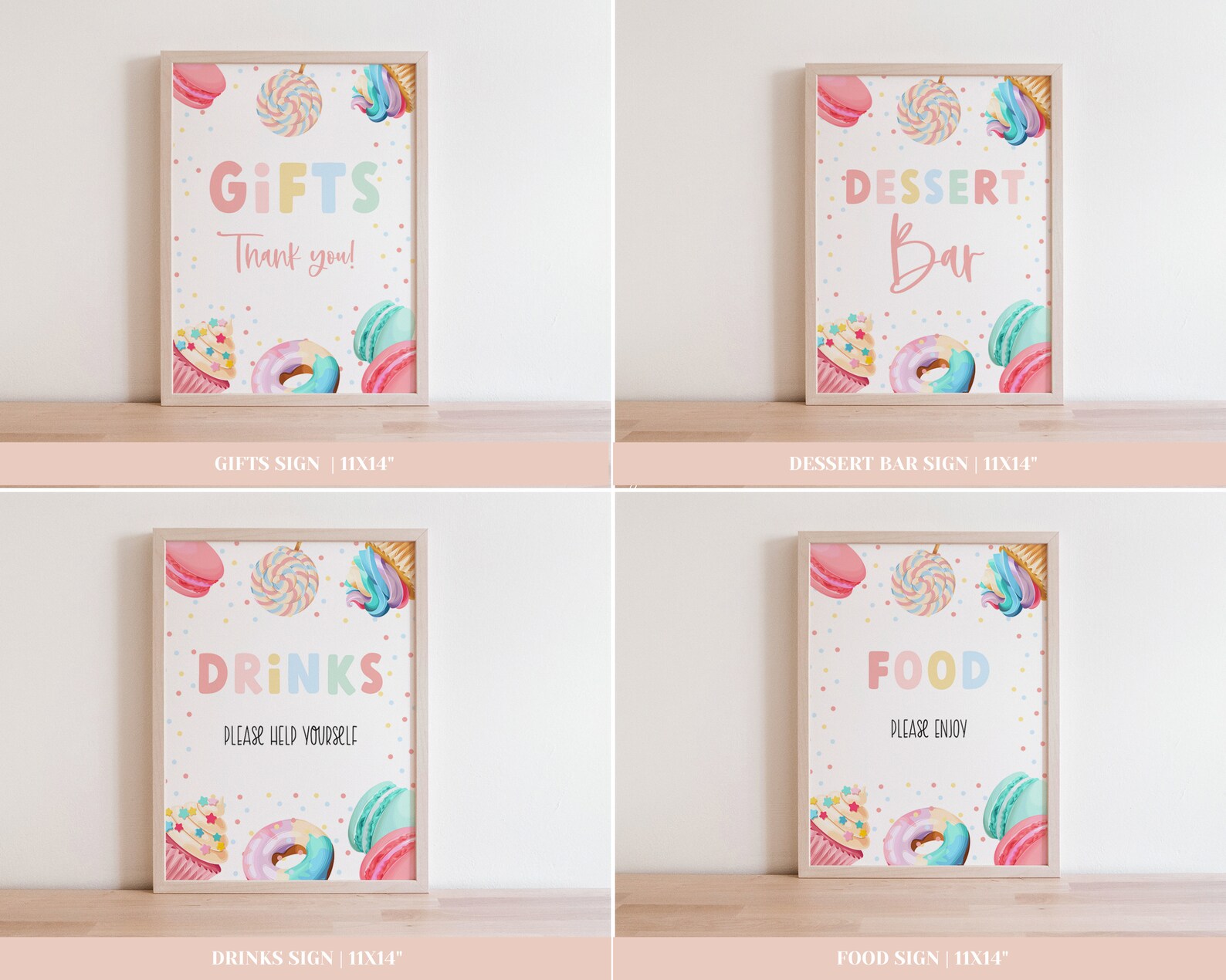 Sweet One Birthday Bundle, Pastel Sweets Birthday Invite Set,, Donut ...
