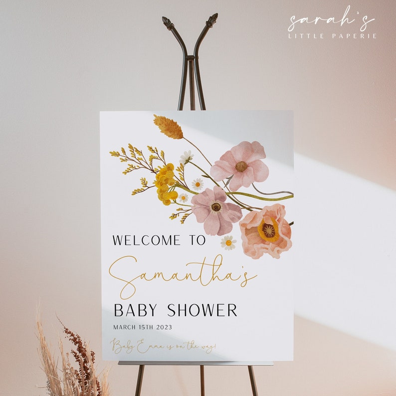 Wildflower Baby Shower Welcome Sign Boho Wildflower Poster - Etsy
