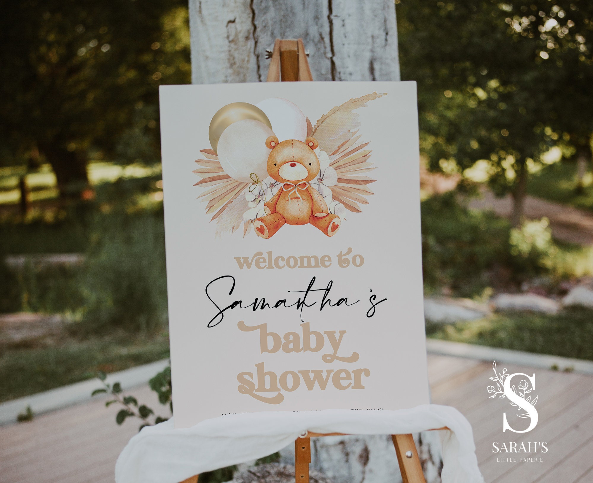 Teddy Bear Welcome Sign Teddy Bear Baby Shower Sign Boho - Etsy