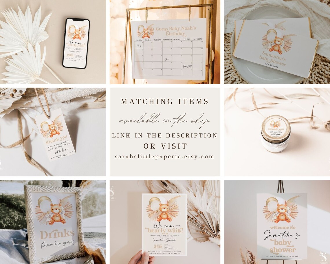 Teddy Bear Editable Sticker Labels Teddy Bear Baby Shower - Etsy