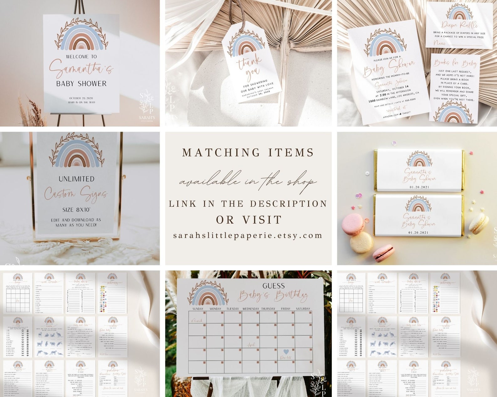 EDITABLE Blue Bohemian Rainbow Bottle Labels INSTANT - Etsy