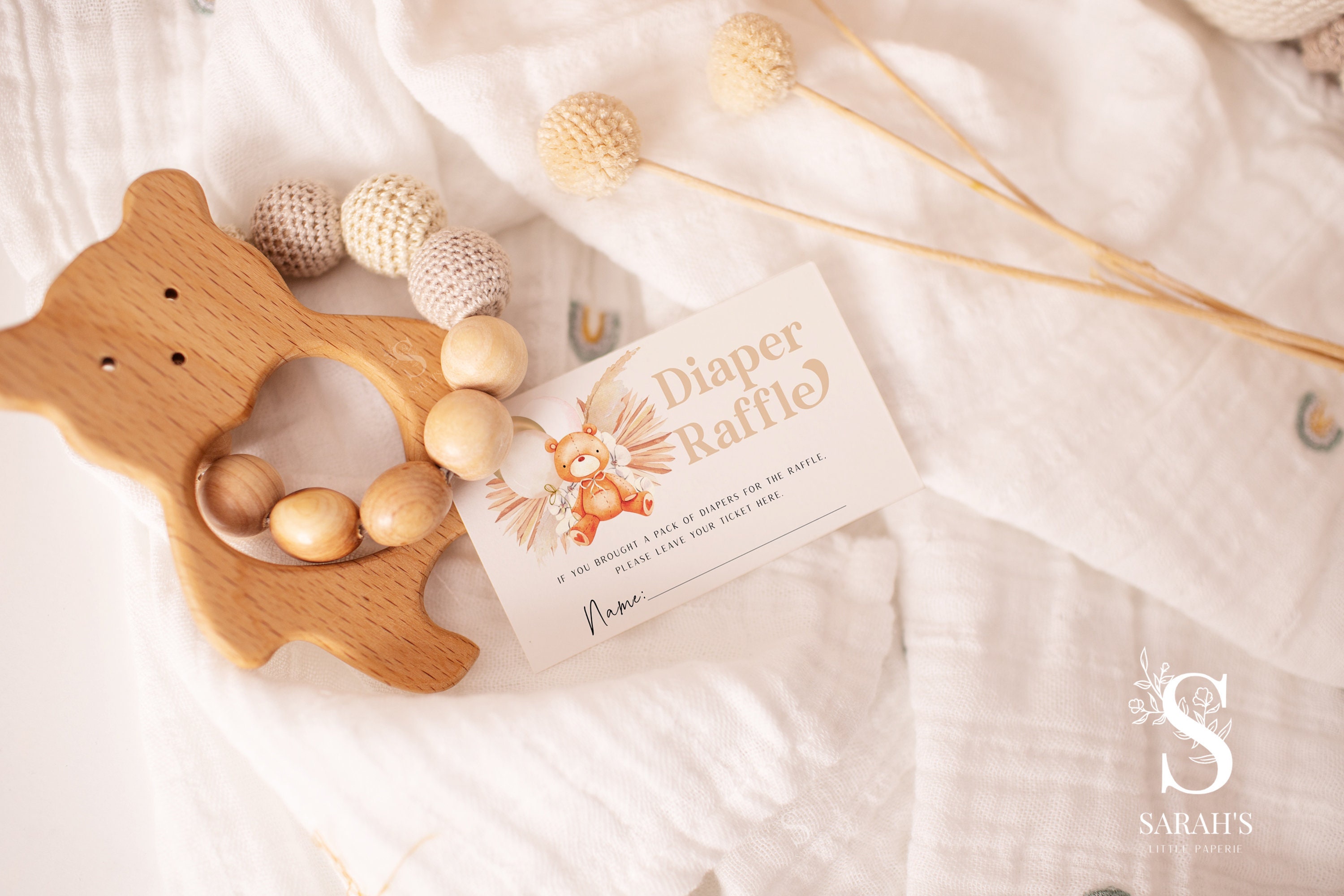 Teddy Bear Diaper Raffle Ticket Teddy Bear Baby Shower Diaper | Etsy