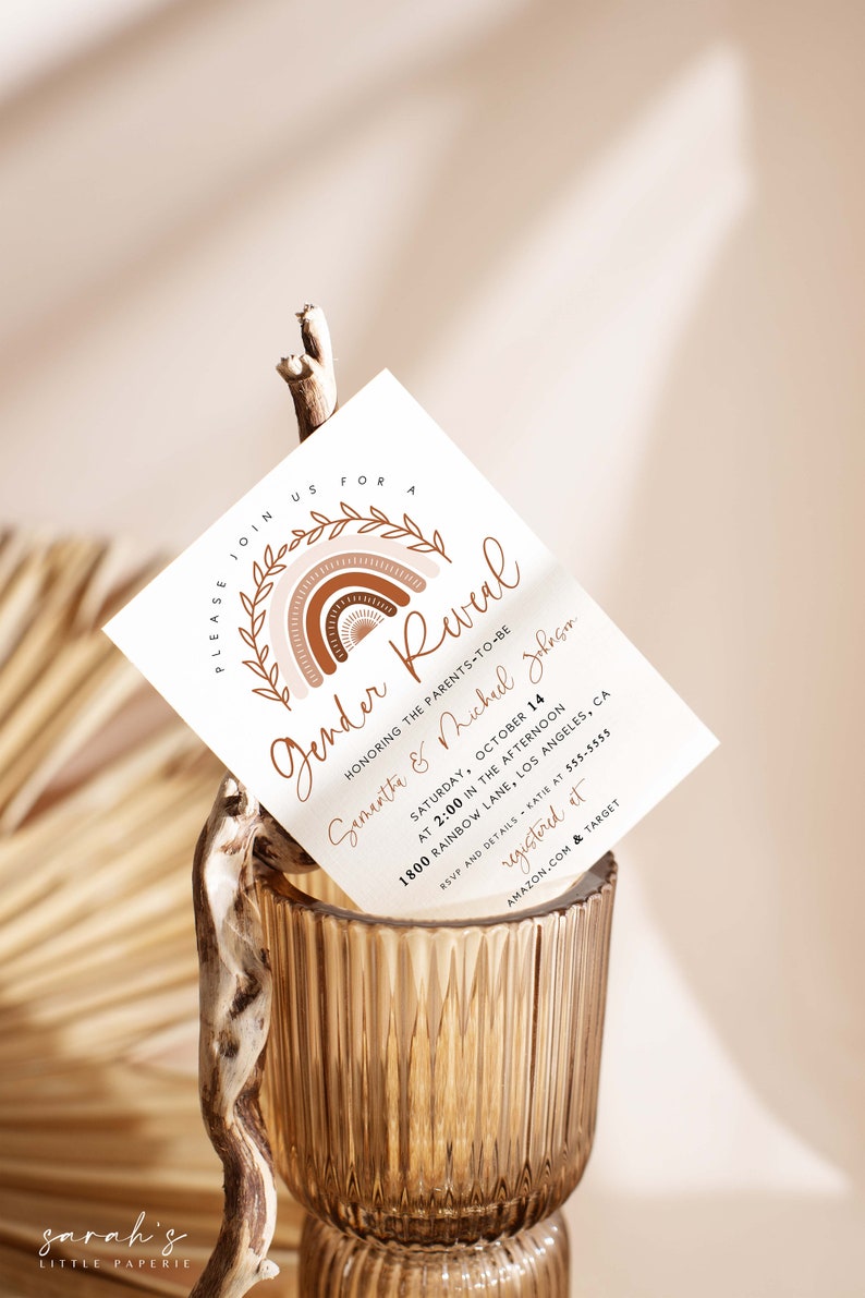 Rainbow Gender Reveal Invitation Gender Neutral Rainbow - Etsy