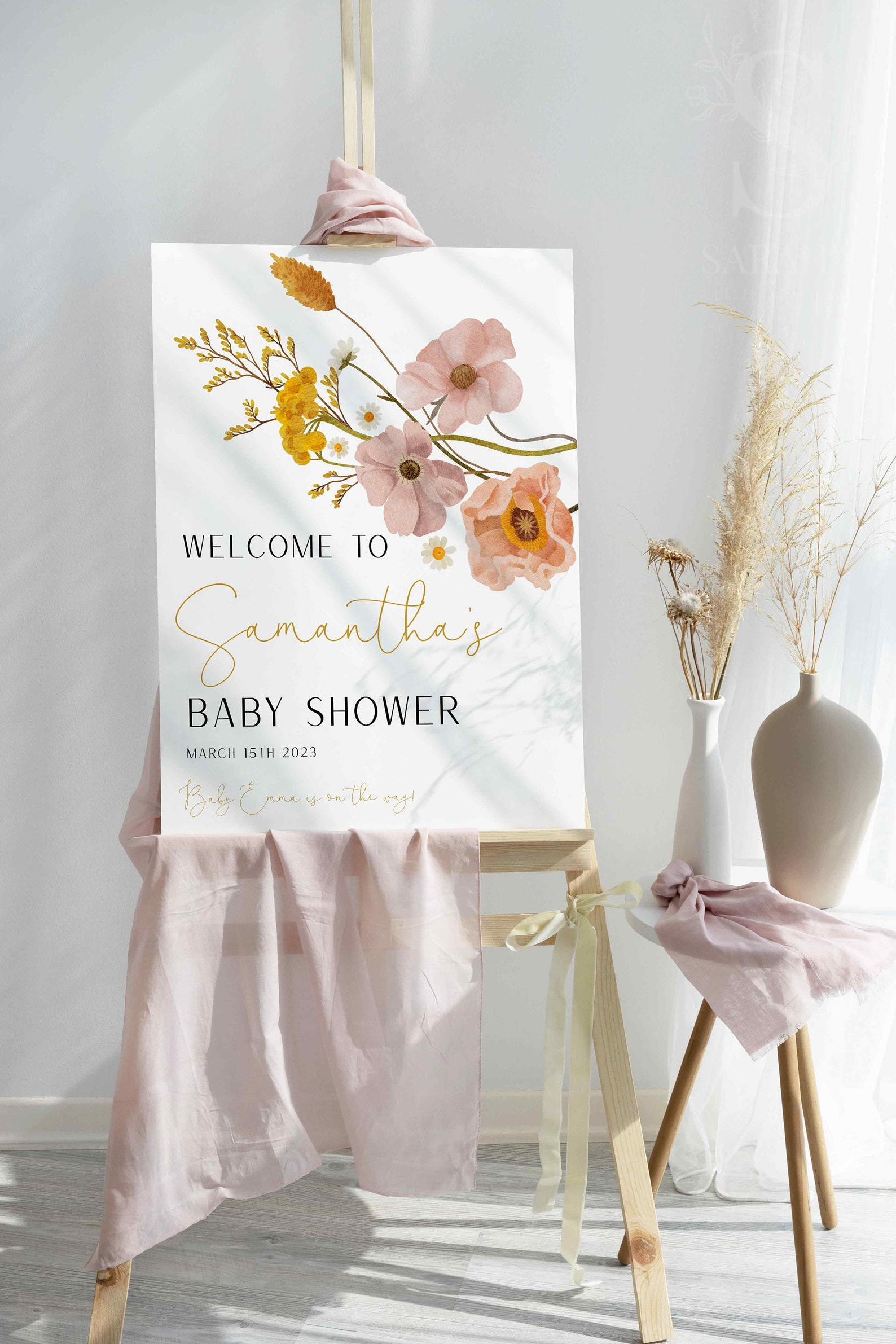 Wildflower Baby Shower Welcome Sign Boho Wildflower Poster - Etsy