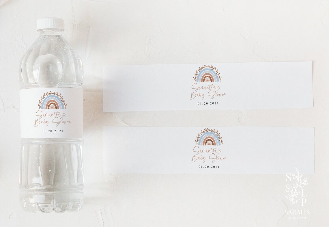 EDITABLE Blue Bohemian Rainbow Bottle Labels INSTANT - Etsy