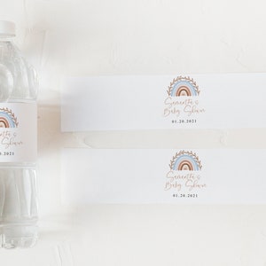 EDITABLE Blue Bohemian Rainbow Bottle Labels | INSTANT DOWNLOAD ...