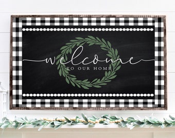 Buffalo Plaid Welcome Sign | Etsy