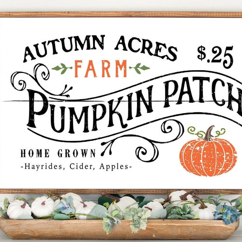 Autumn Acres Pumpkin Patch Farmhouse Pumpkin Sign for Fall | Etsy