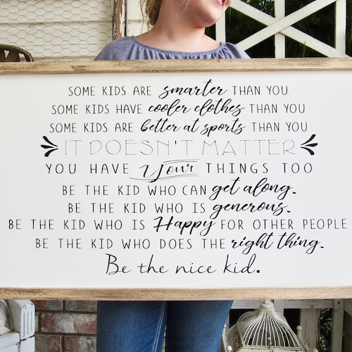 Be the Nice Kid Framed Farmhouse Quote Sign - Etsy