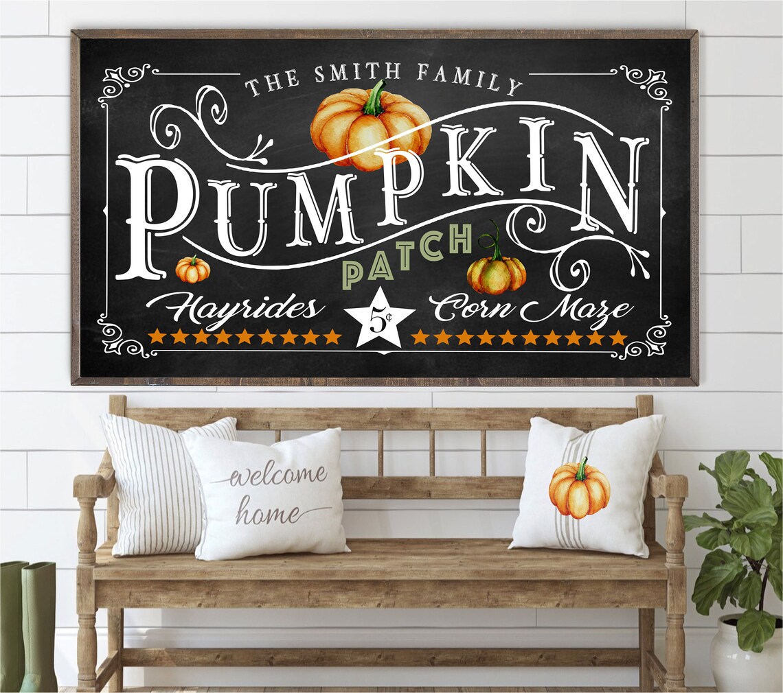 Personalized Pumpkin Patch Pumpkin Patch Wooden Framed Farmhouse Fall ...