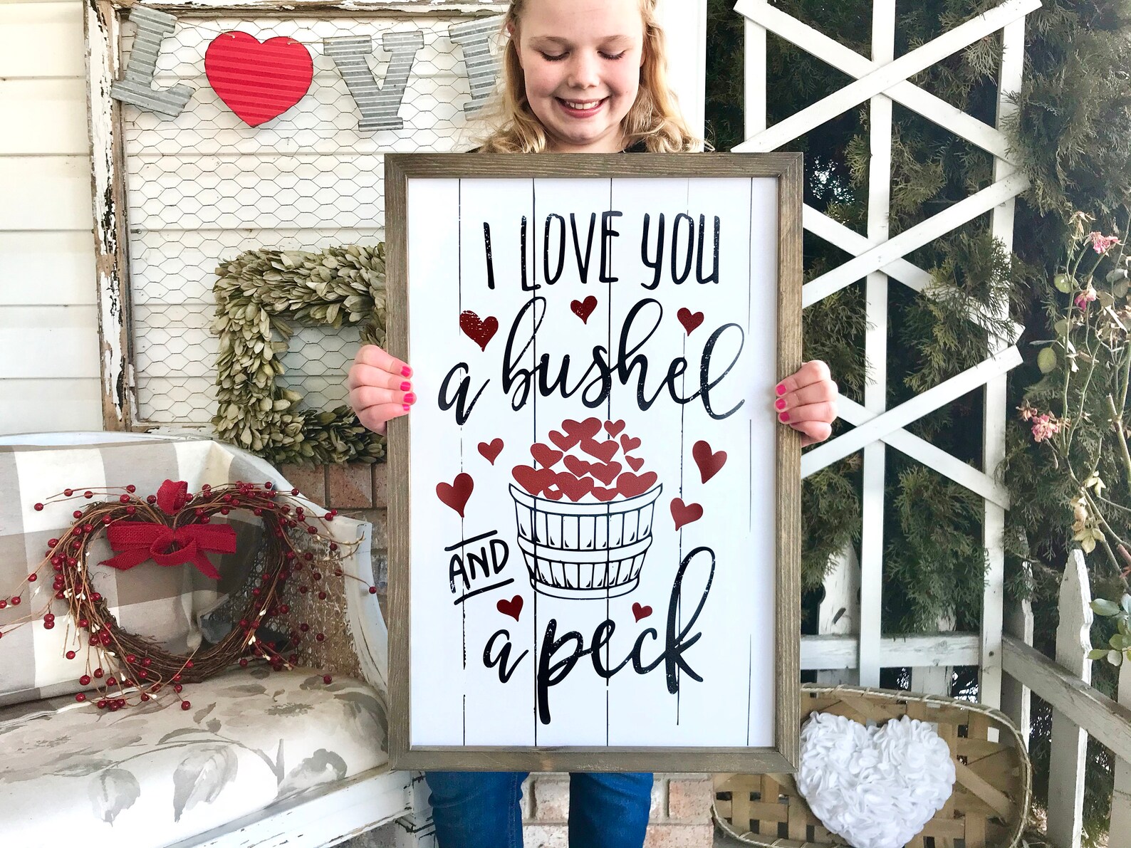CUTE I Love You a Bushel and a Peck Valentine's Day Wood | Etsy