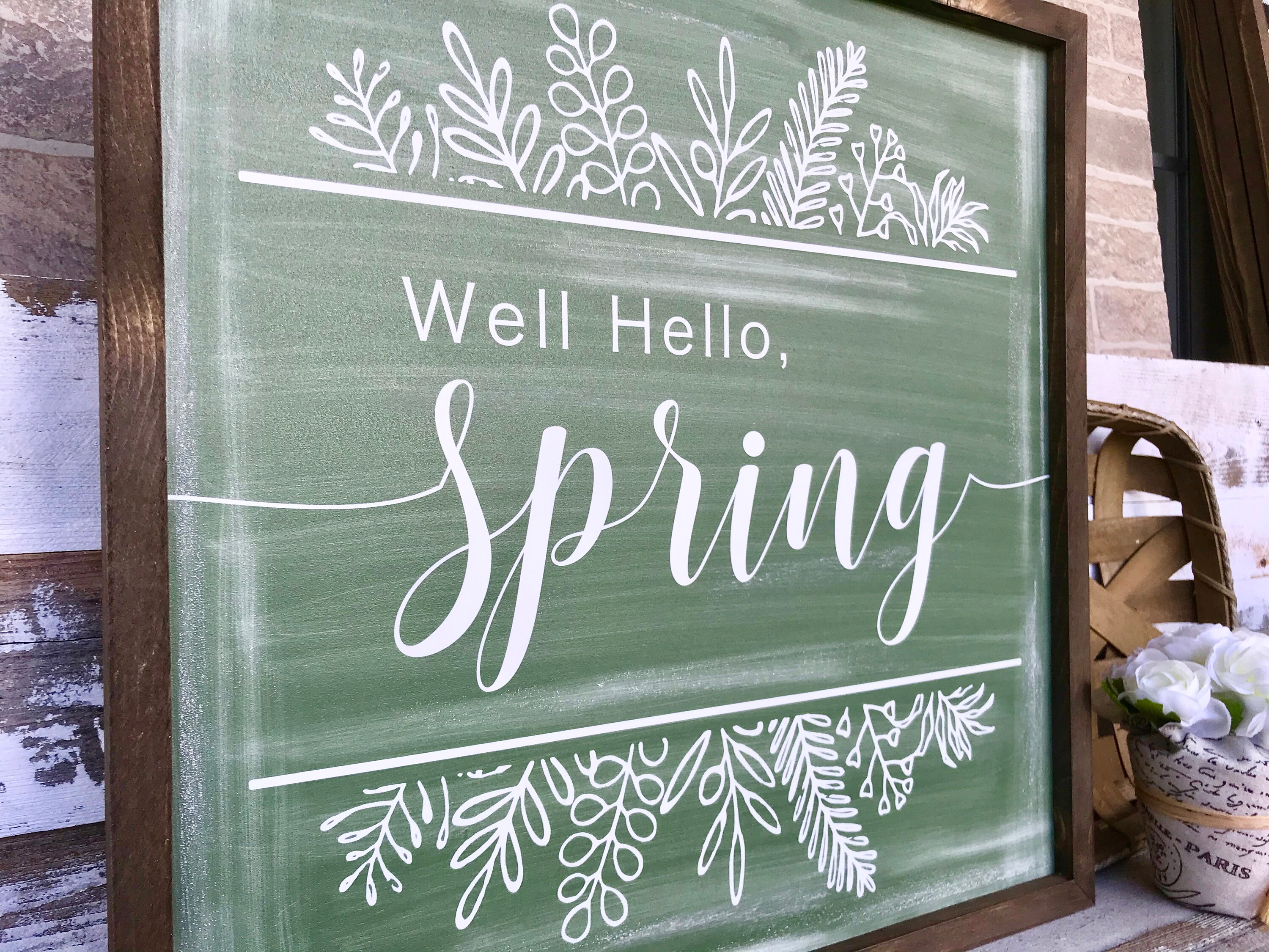 Well Hello Spring Green Chalkboard Farmhouse Easter Spring - Etsy