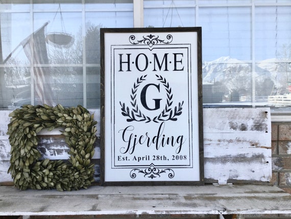 Personalized Family Name Home Framed Farmhouse Sign | Etsy