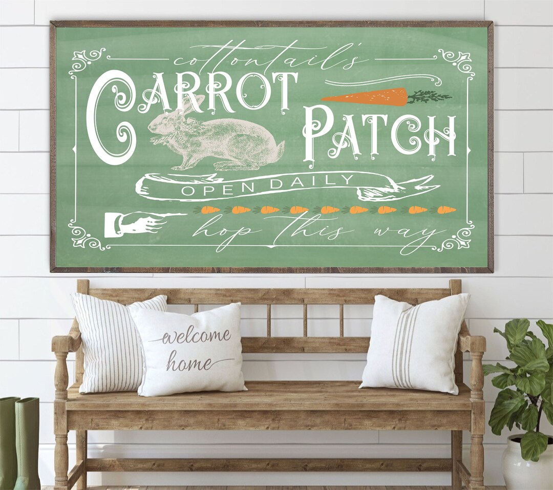 BEST SELLER Cottontails Carrot Patch Easter Spring Rabbit Wood Framed ...