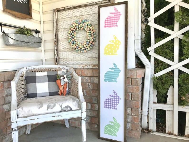 Cute Easter Rabbit Bunny Porch Farmhouse Sign Decor - Etsy