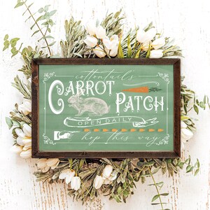 BEST SELLER | Cottontails Carrot Patch Easter Spring Rabbit Wood Framed ...