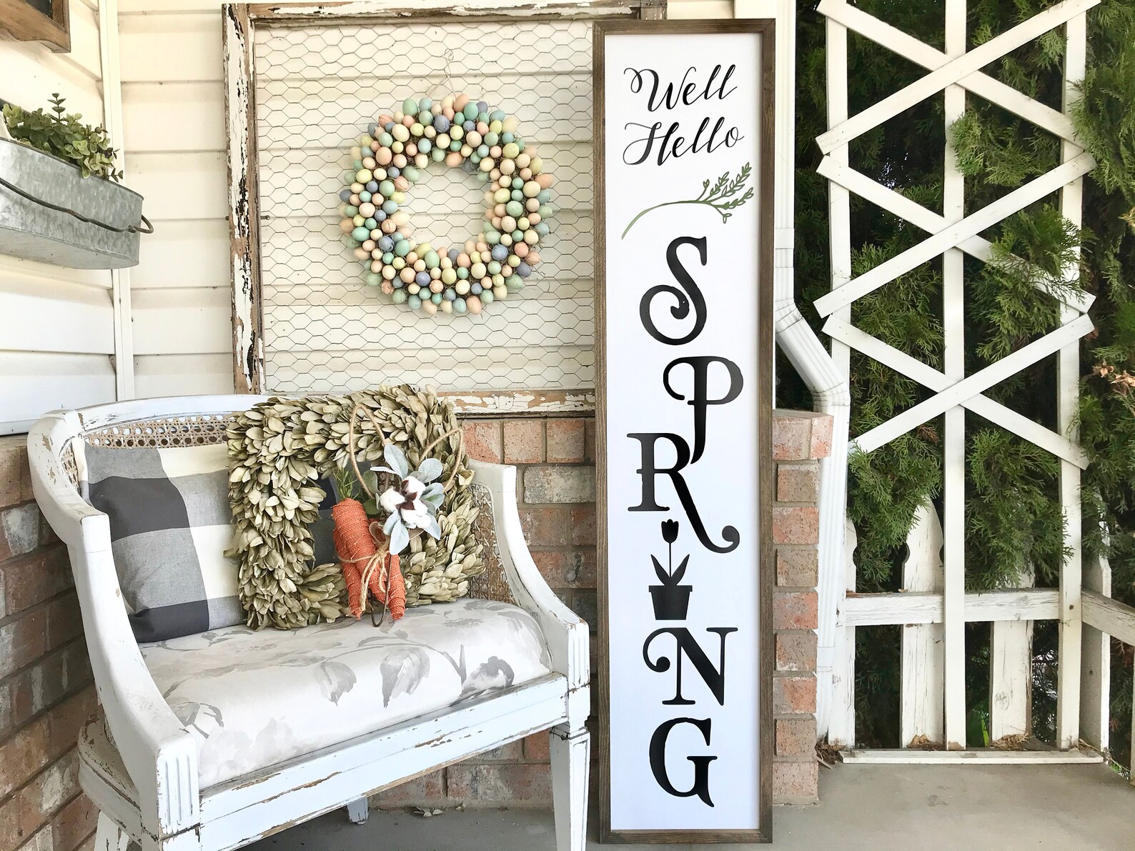 Cute Well Hello Spring Spring Easter Porch Farmhouse Sign - Etsy