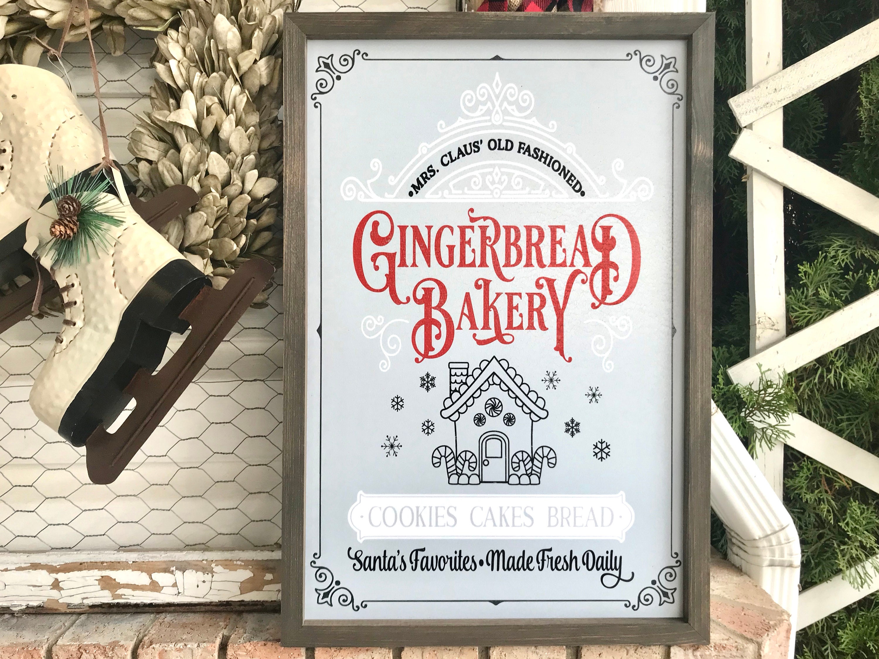 Gingerbread Bakery Mrs Clause Cafe Christmas Farmhouse Rustic | Etsy