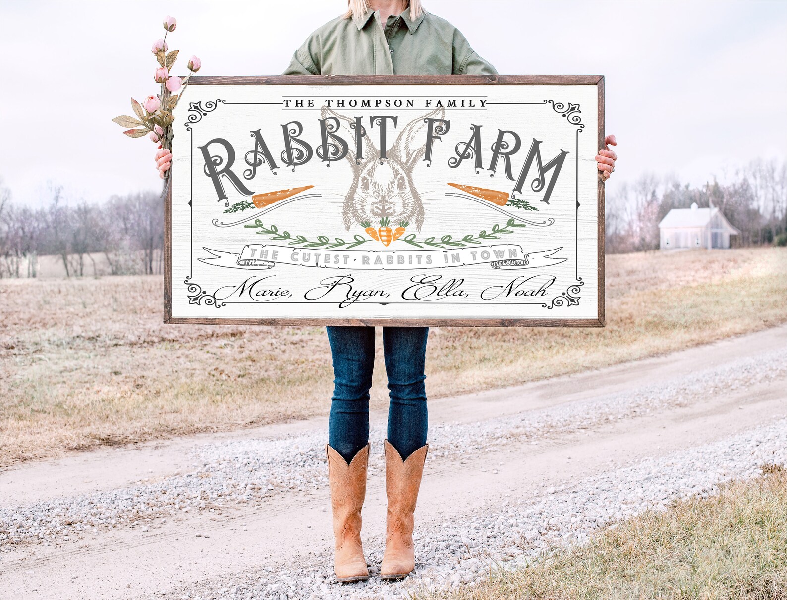 BEST SELLER | Rabbit Farm Carrot Patch Personalized Family Names Easter ...