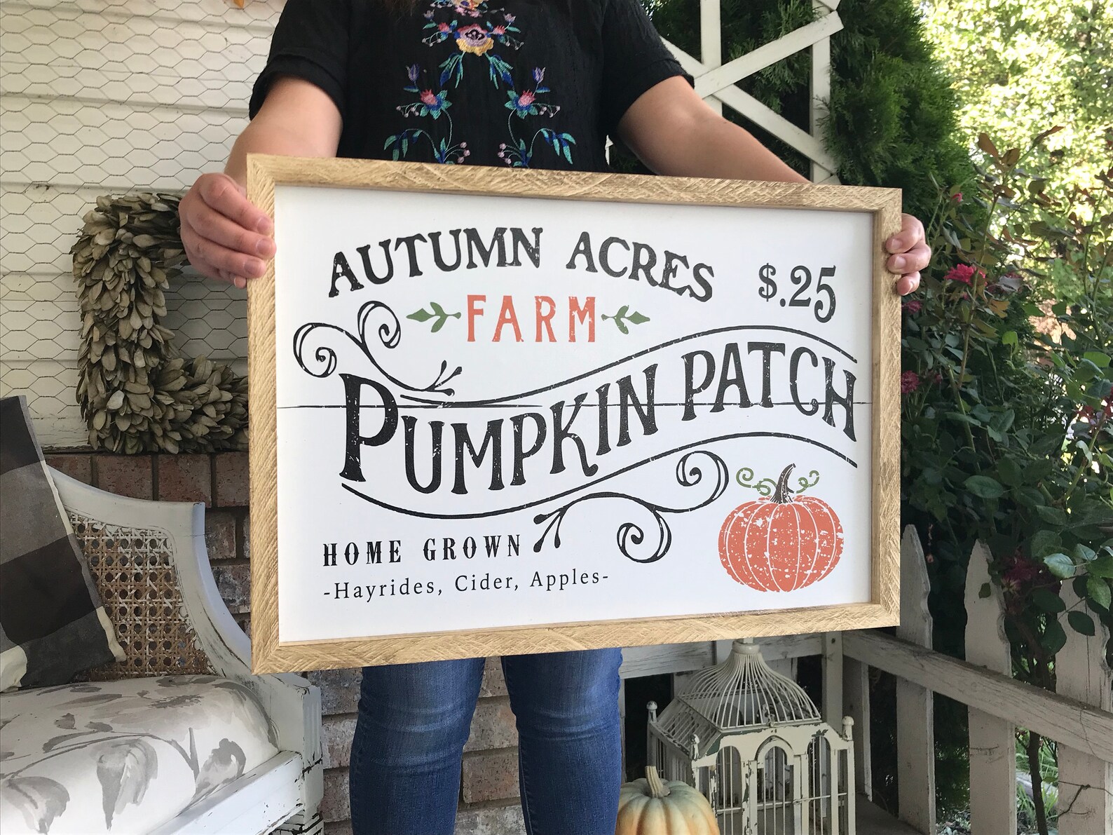 Autumn Acres Pumpkin Patch Farmhouse Pumpkin Sign for Fall | Etsy