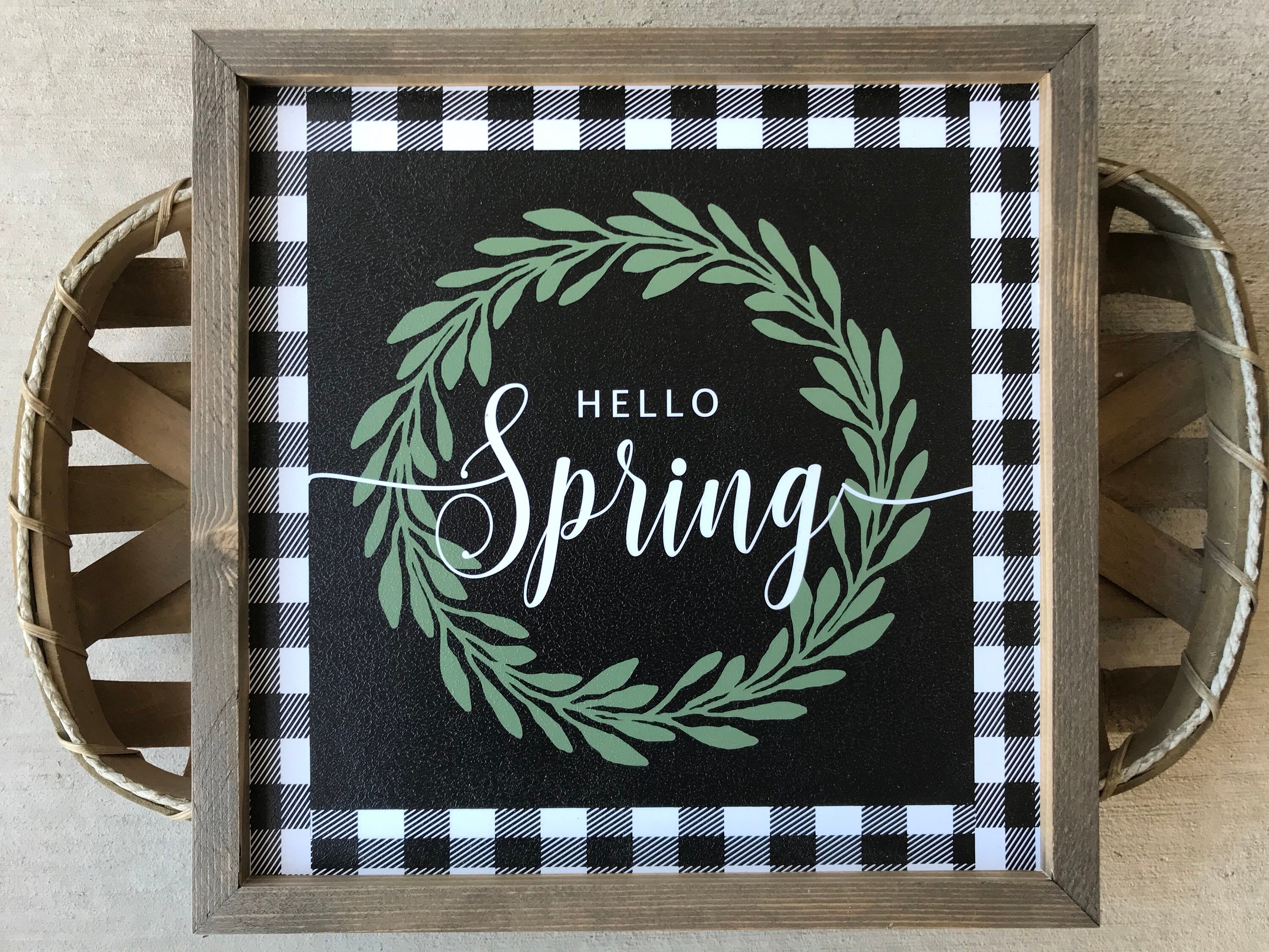 Hello Spring in Wreath Buffalo Plaid Farmhouse Spring Easter - Etsy