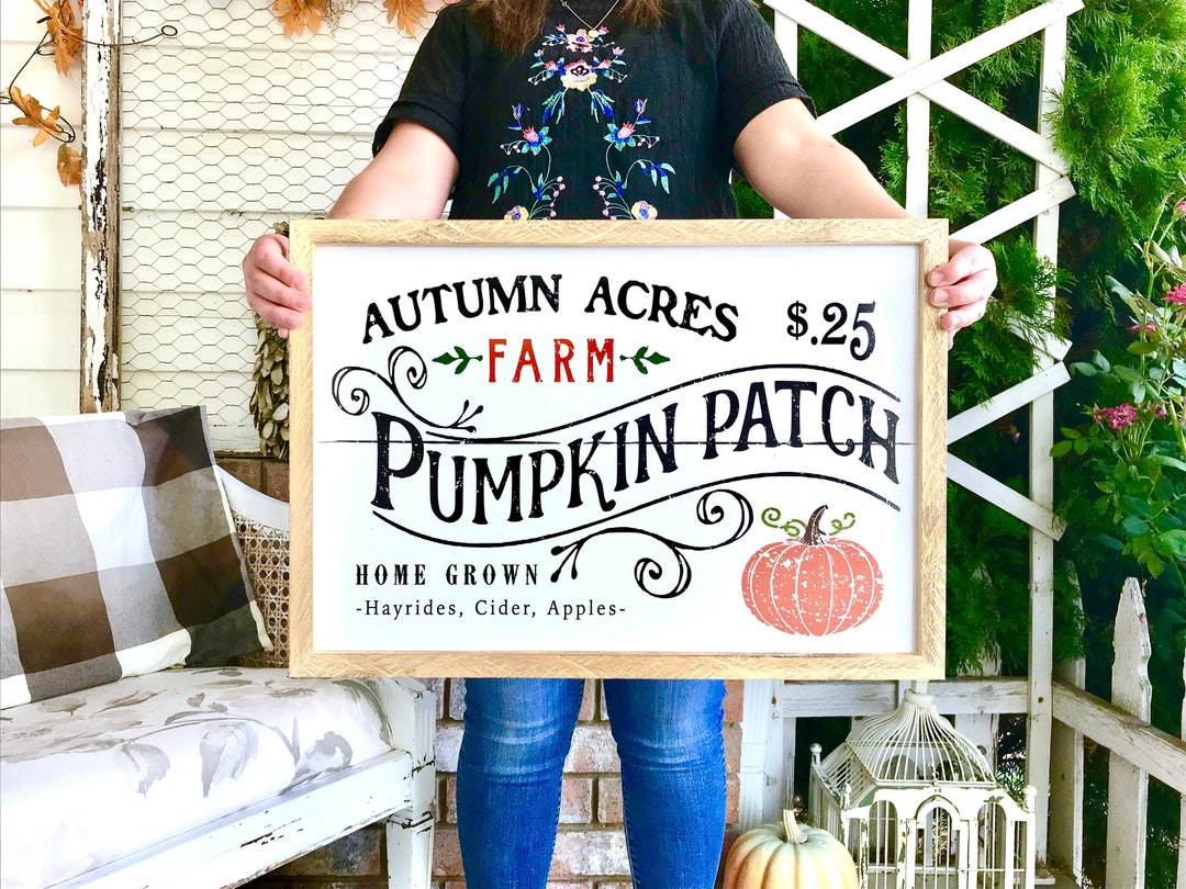 Autumn Acres Farm Pumpkin Patch Farmhouse Pumpkin Sign for Fall ...