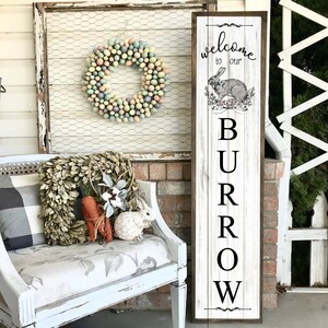 Welcome to Our Burrow Rabbit Bunny Easter Spring Sign Wood Framed ...