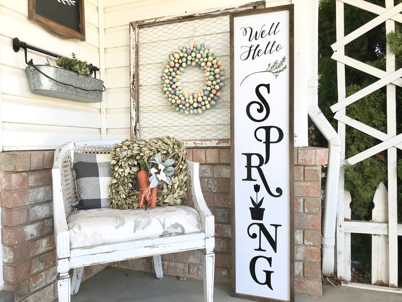 Cute Well Hello Spring Spring Easter Porch Farmhouse Sign - Etsy