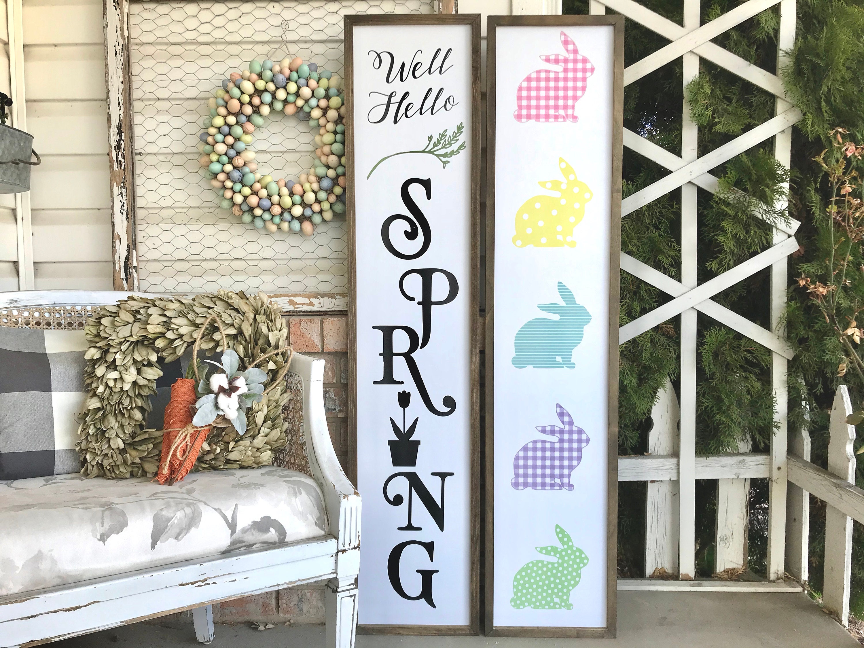 Cute Well Hello Spring Spring Easter Porch Farmhouse Sign - Etsy