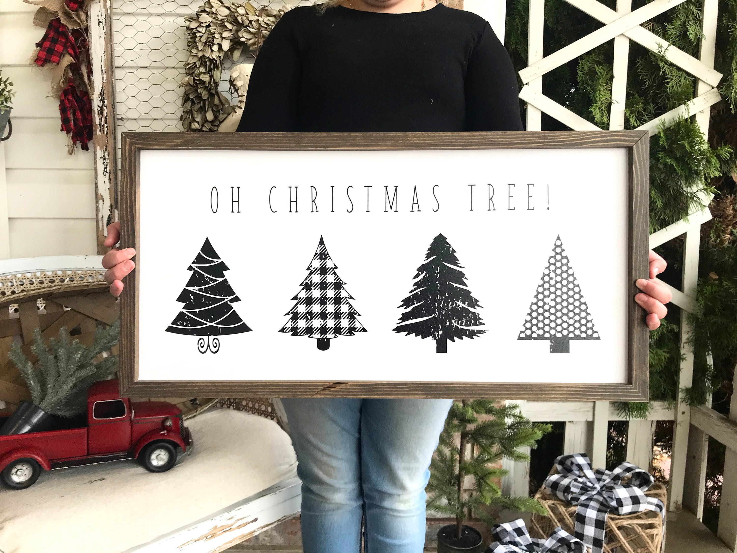 BEAUTIFUL Oh Christmas Tree Rustic Farmhouse Sign - Etsy