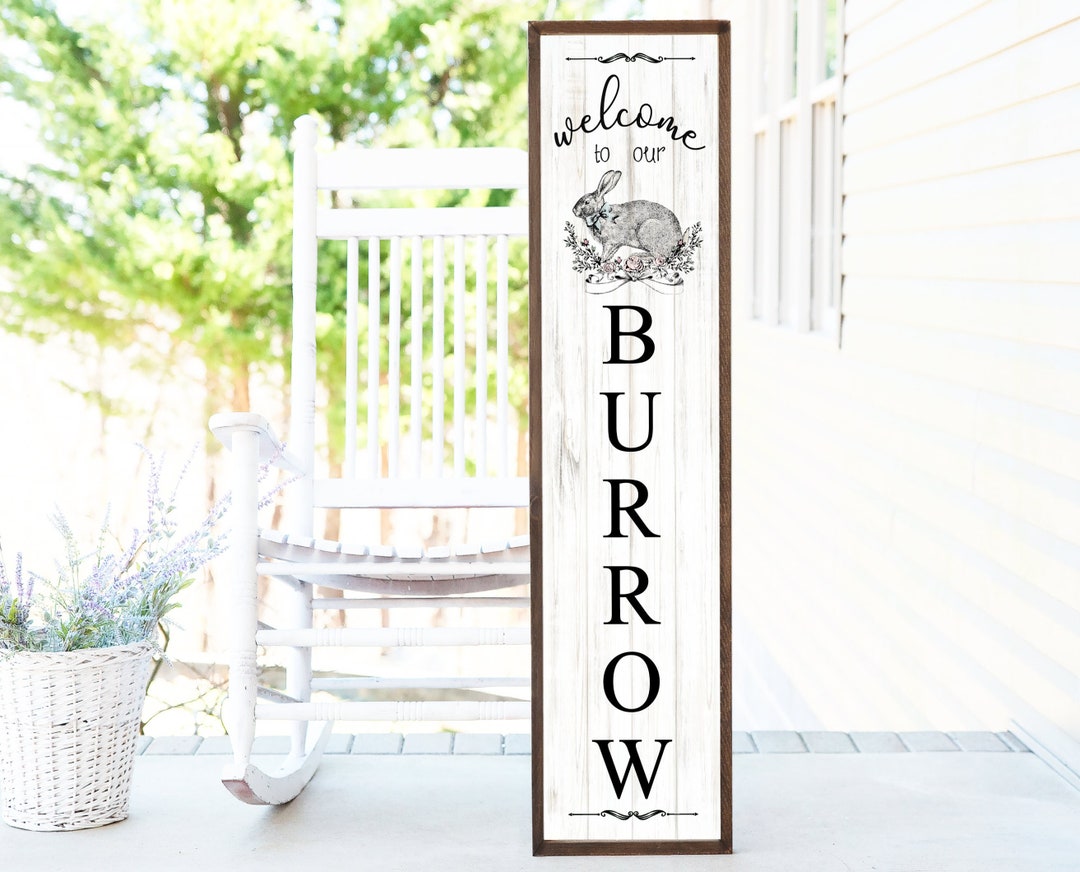 Welcome to Our Burrow Rabbit Bunny Easter Spring Sign Wood Framed ...