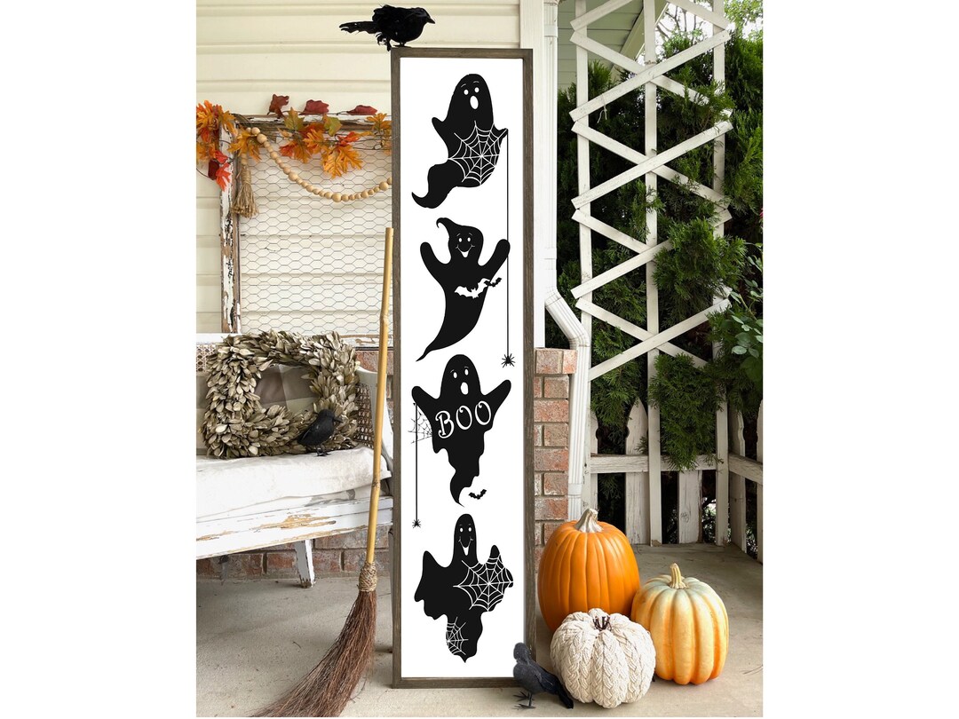 Halloween Ghosts Decor Porch Sign Wood Framed Farmhouse Sign - Etsy
