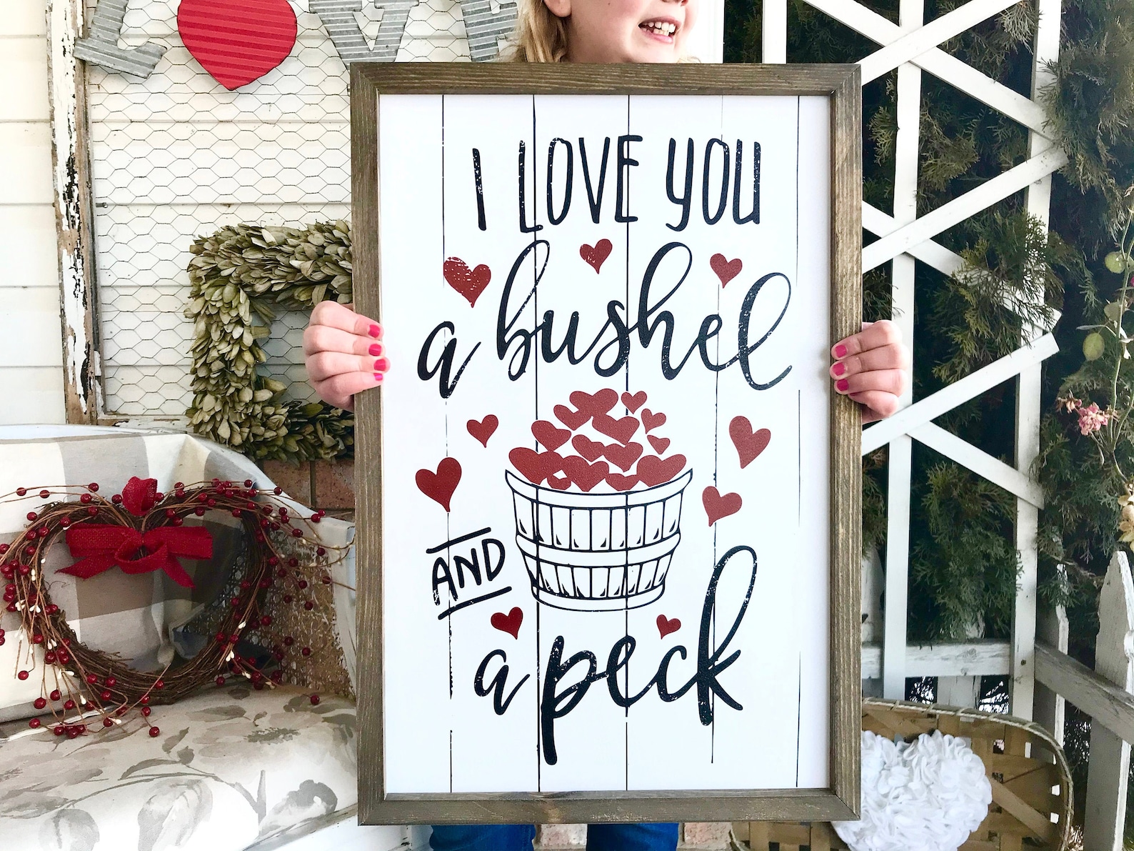 CUTE I Love You a Bushel and a Peck Valentine's Day Wood | Etsy
