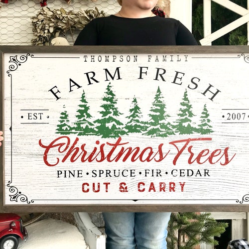 Personalized Christmas Trees Sign Mistletoe Farm Sign - Etsy