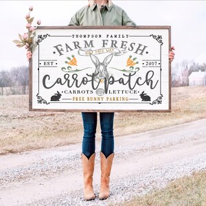 CUTE Farmhouse Easter Sign Personalized Farm Fresh Carrot Patch Rabbit ...