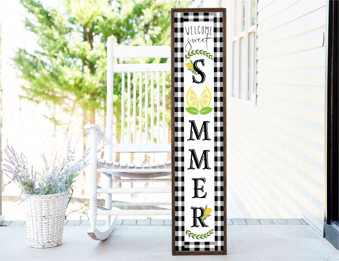 Lemon Welcome Summer Wood Framed Farmhouse Porch Sign Decor - Etsy