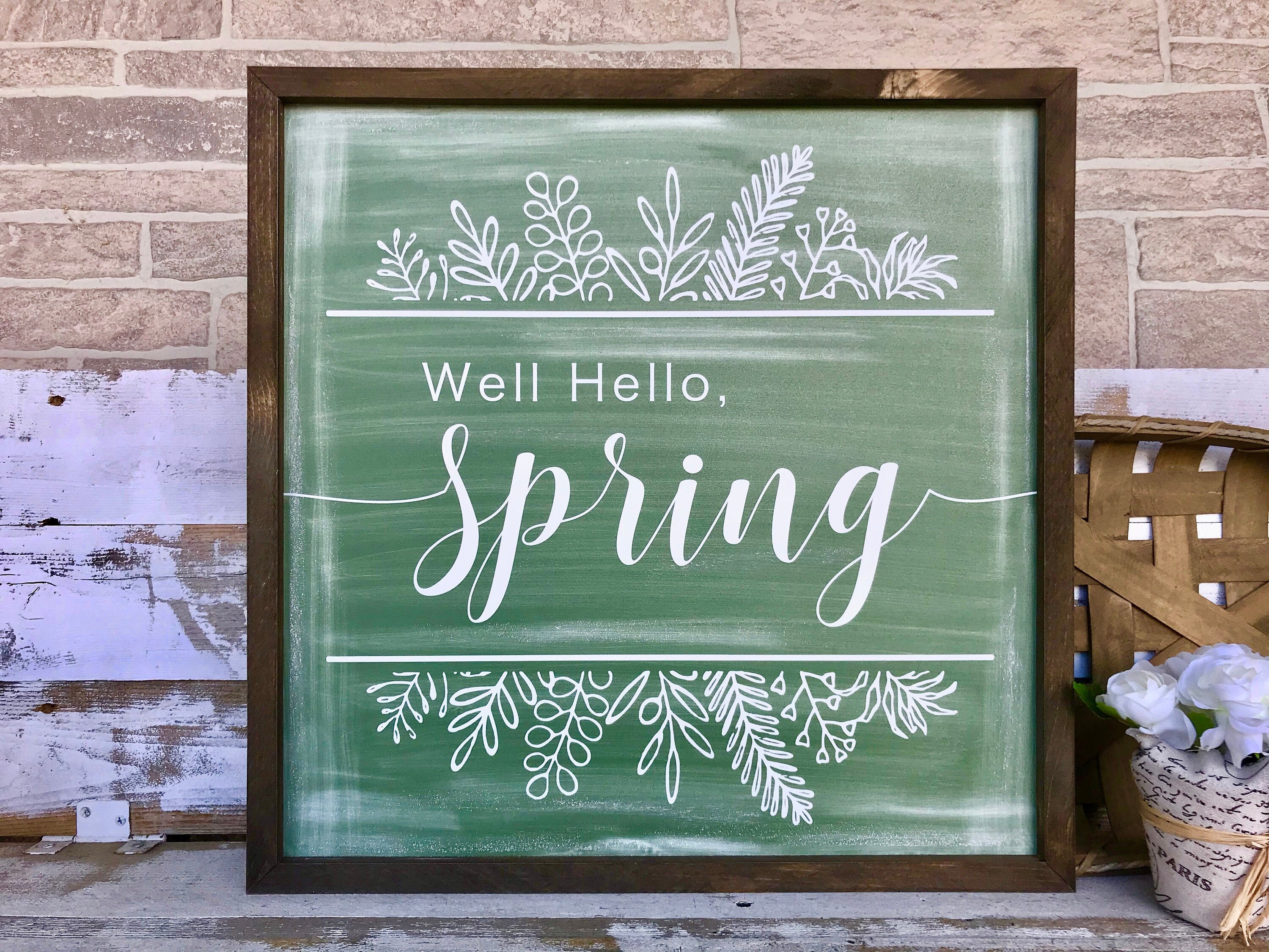 Well Hello Spring Green Chalkboard Farmhouse Easter Spring - Etsy