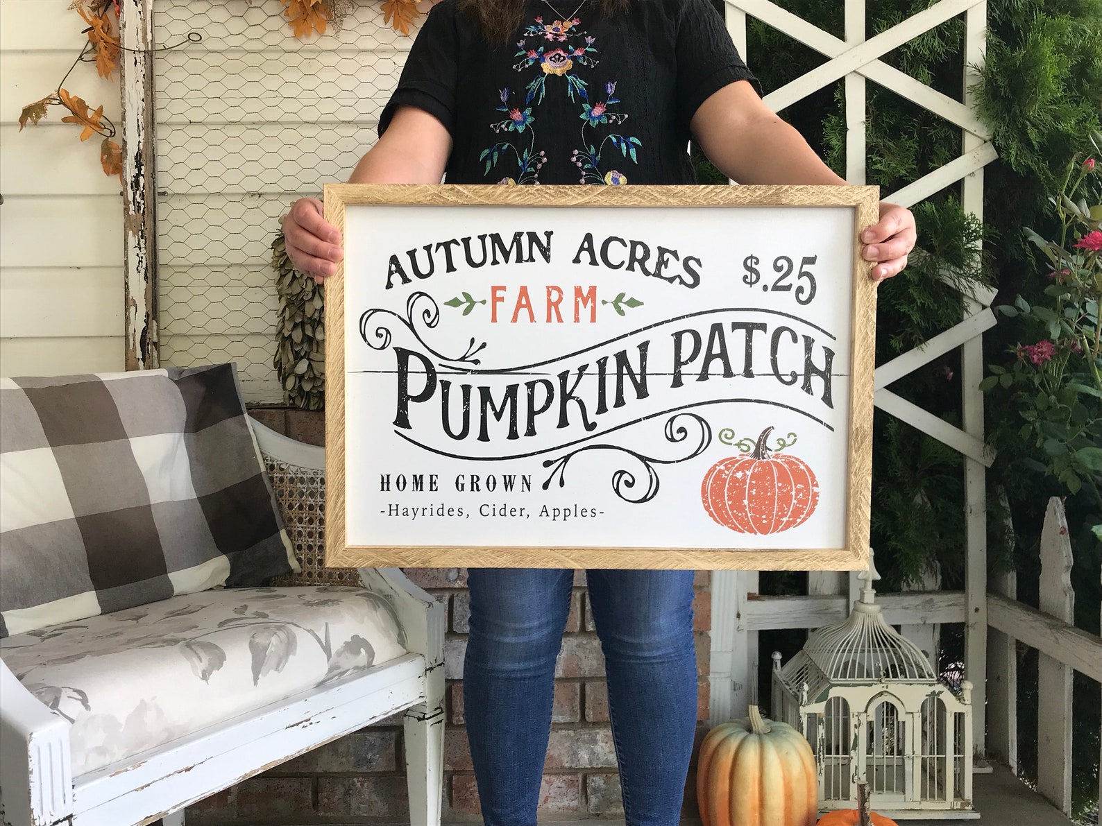 Autumn Acres Pumpkin Patch Farmhouse Pumpkin Sign for Fall - Etsy