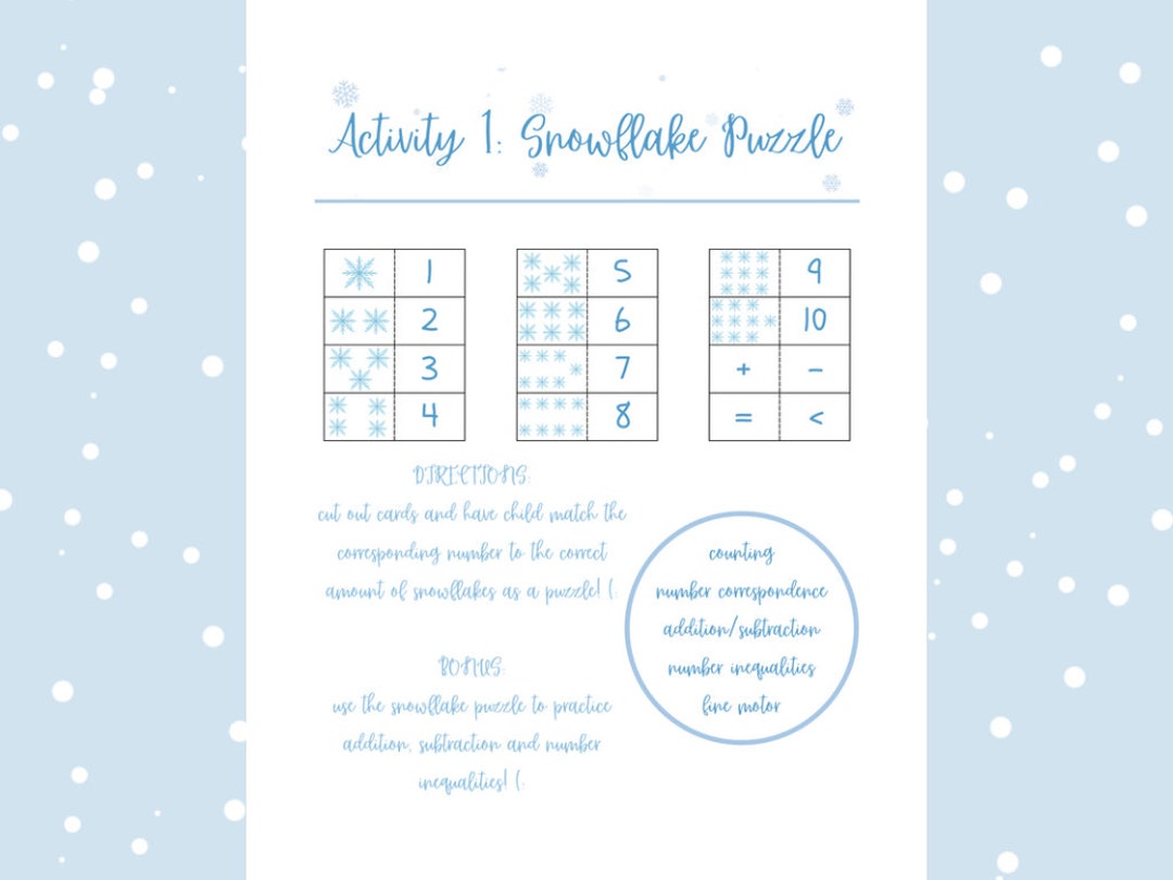 Winter Math Printable Learning Pack - Etsy