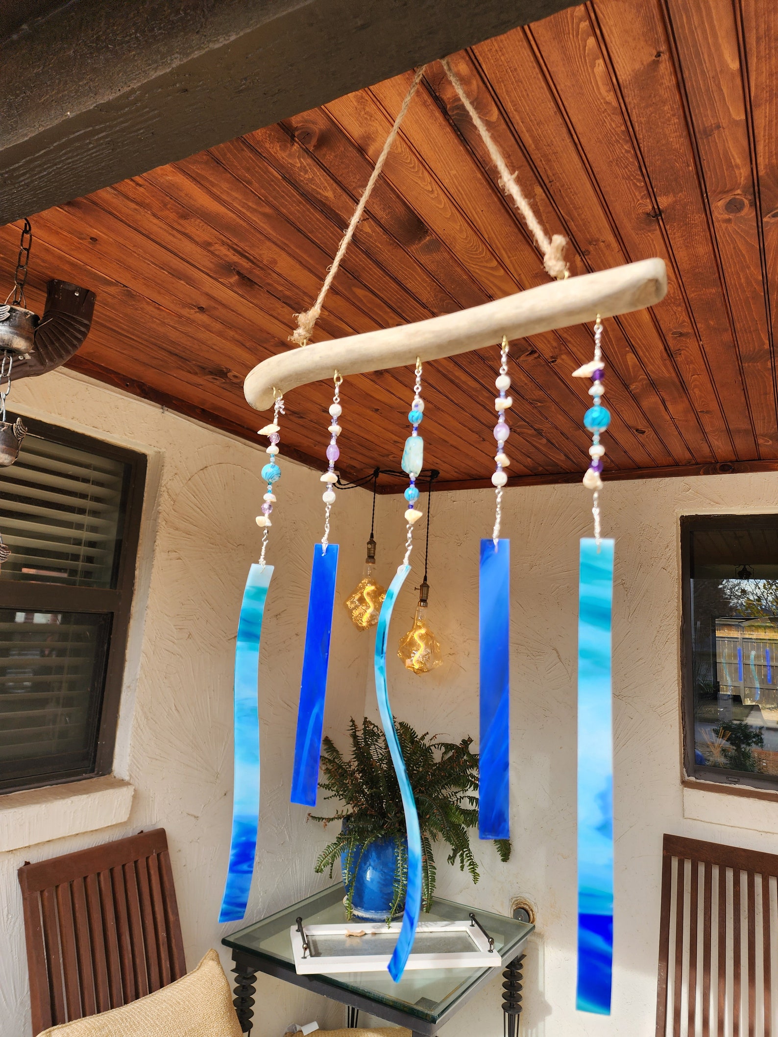 Artisan Blue and Light Blue Glass Wind Chime ( Sea Breeze) - Etsy