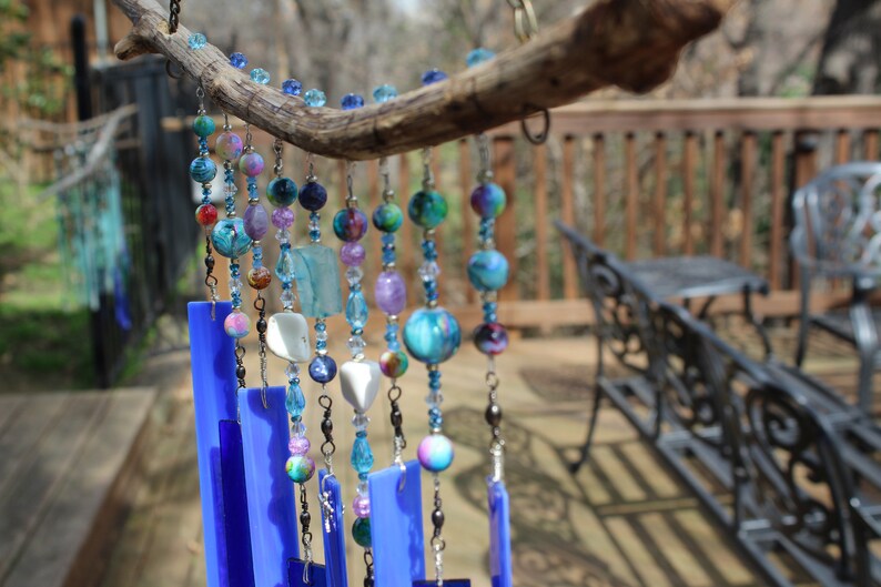 Artisan Blue and Light Blue Glass Wind Chime Sea Breeze | Etsy