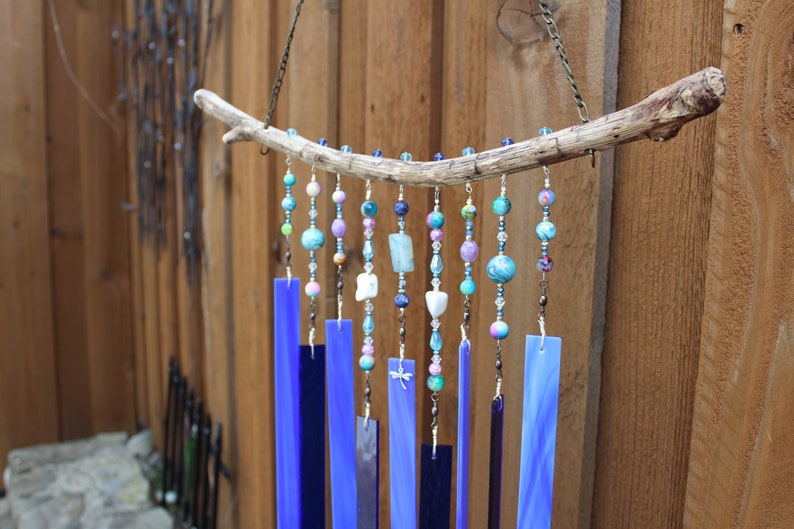 Artisan Blue and Light Blue Glass Wind Chime Sea Breeze | Etsy