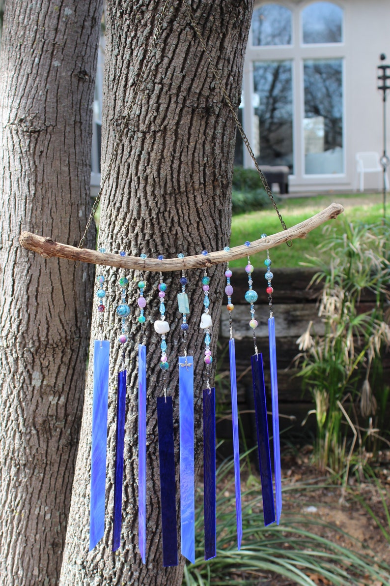 Artisan Blue and Light Blue Glass Wind Chime Sea Breeze | Etsy