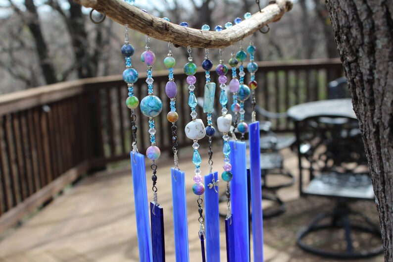 Artisan Blue and Light Blue Glass Wind Chime Sea Breeze | Etsy