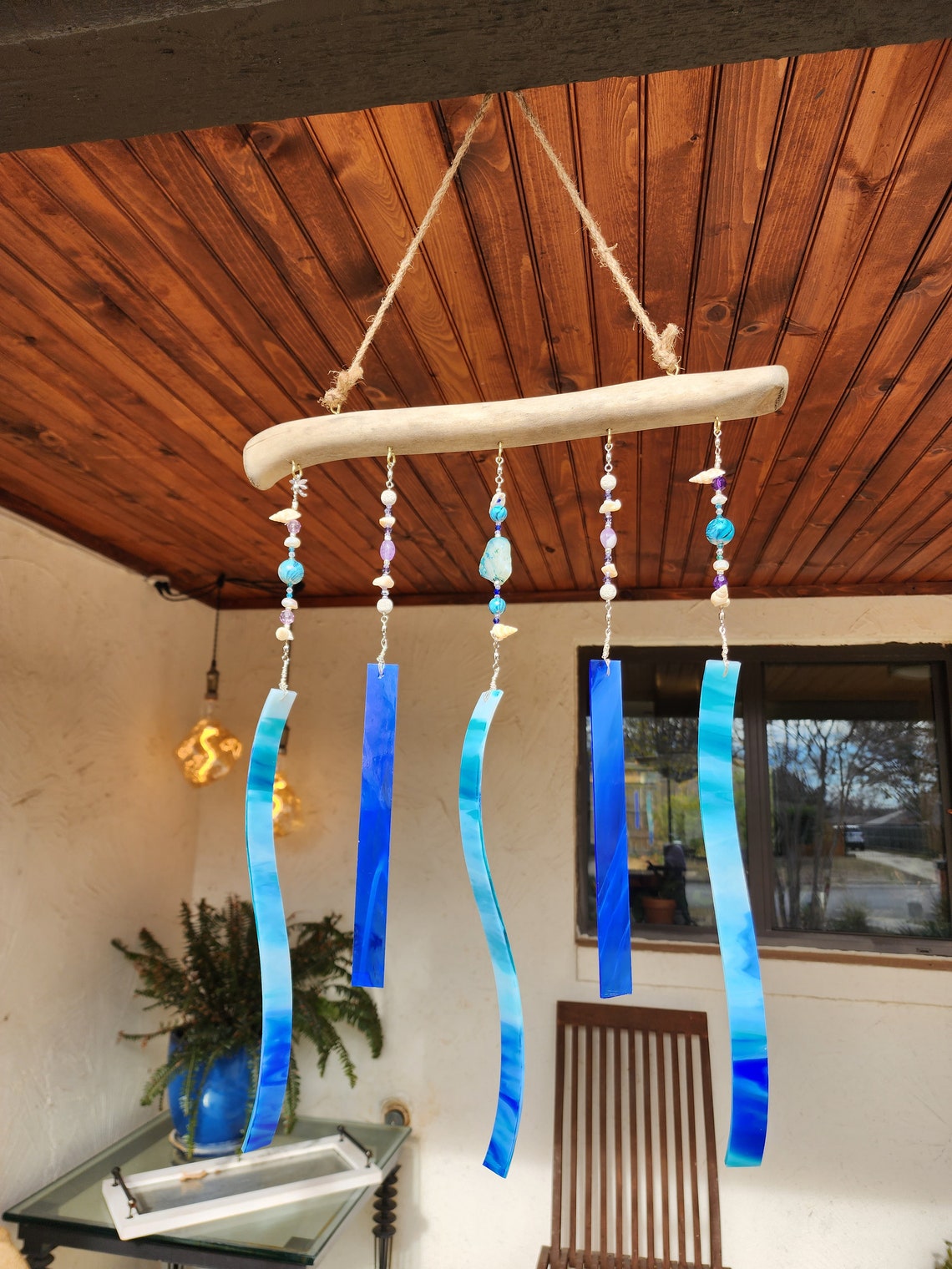 Artisan Blue and Light Blue Glass Wind Chime ( Sea Breeze) - Etsy