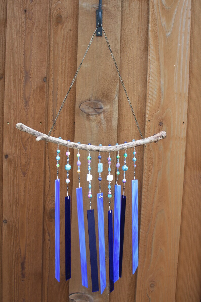Artisan Blue and Light Blue Glass Wind Chime Sea Breeze | Etsy