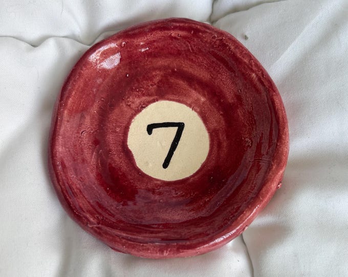 Red 7 Pool Ball Ceramic Dish - Etsy