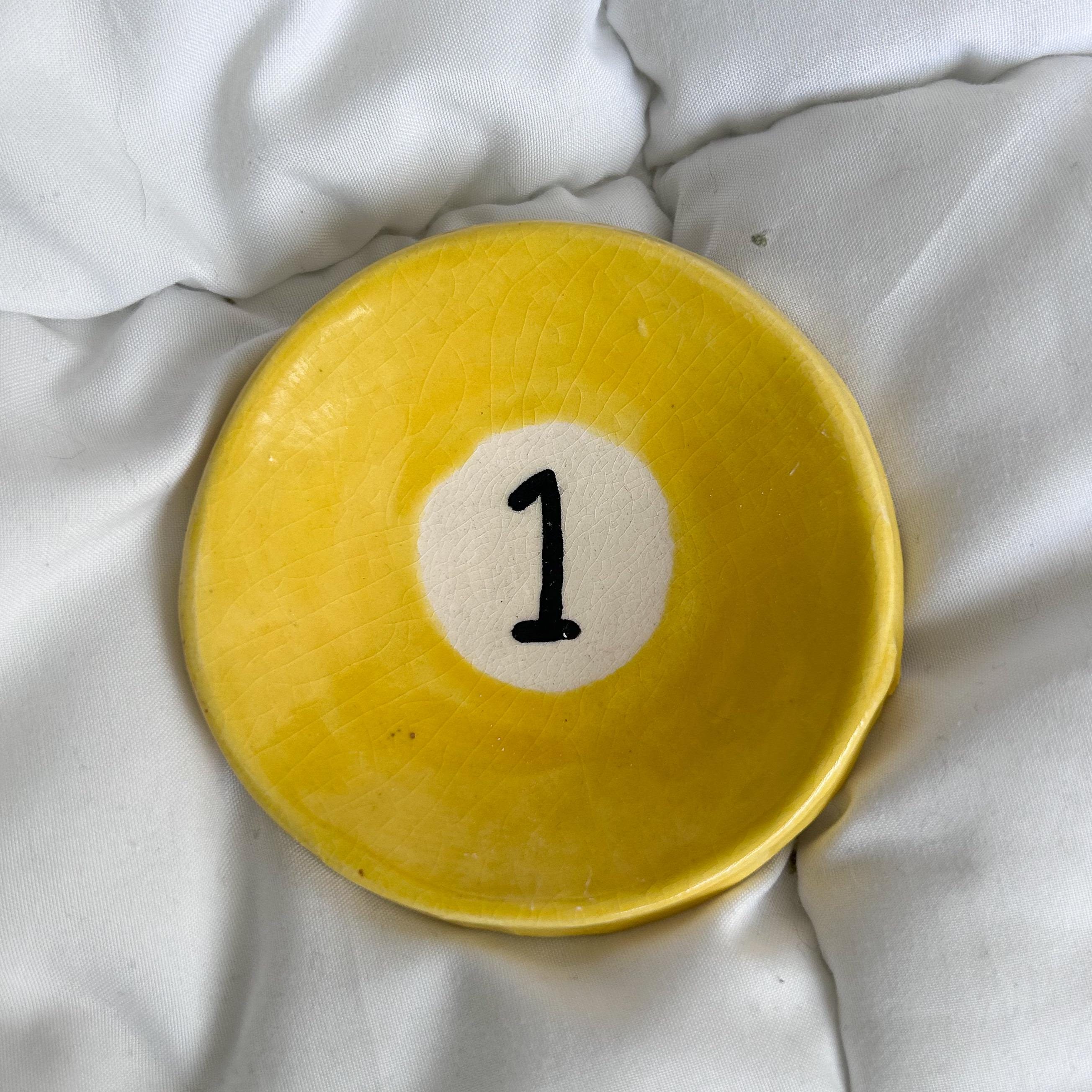 Yellow 1 Pool Ball Ceramic Dish - Etsy